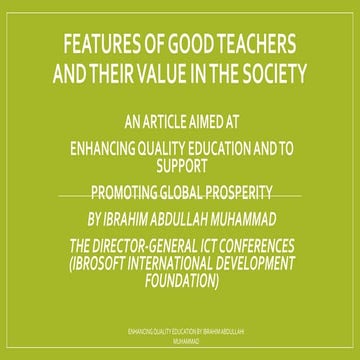 The value of teachers in the society | PPTX