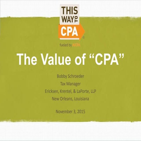 The Value of the CPA | PPTX