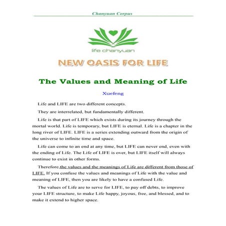 The values and meaning of life | PDF