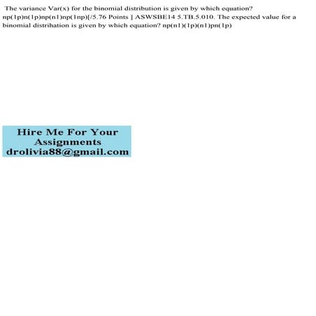 The variance Var(x) for the binomial distribution is given by which e.pdf