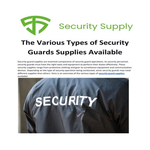 The Various Types of Security Guards Supplies Available.pdf