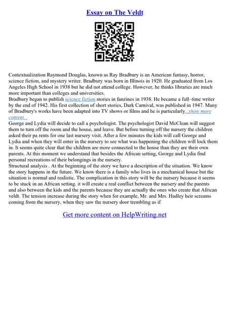 The Veldt Summary | PPT