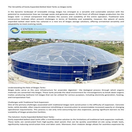 Bolted Steel Biogas Storage Tanks with Corrosion Resistance The ...