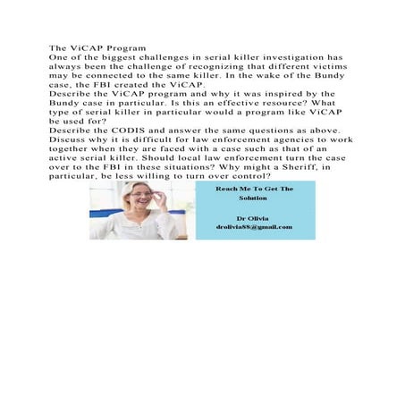 The ViCAP ProgramOne of the biggest challenges in serial killer in.docx