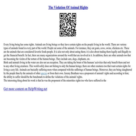 The Violation Of Animal Rights | PDF