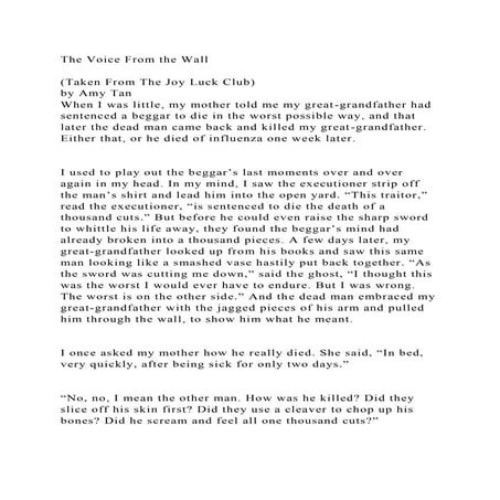 The Voice From the Wall(Taken From The Joy Luck Club)by Amy Ta.docx