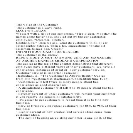 The Voice of the CustomerThe customer is always right.MACY.docx