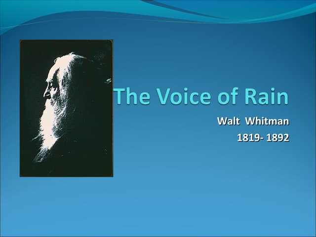 English,Class 11, cbse, Chapter: The voice of the rain | PPTX