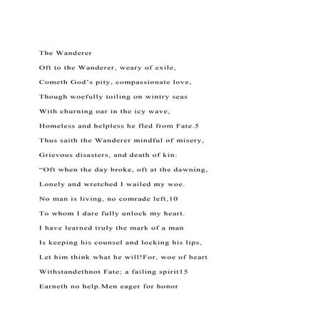 The WandererOft to the Wanderer, weary of exile,Cometh G.docx