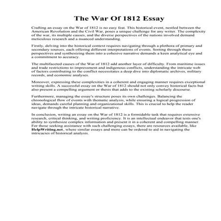 The War Of 1812 Essay | PDF