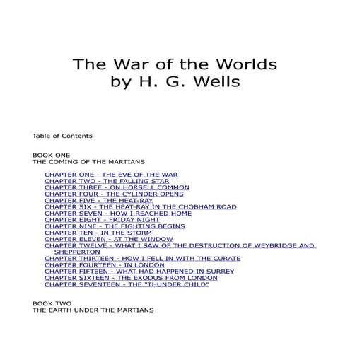 The War Of The Worlds by H.G. Wells | PDF