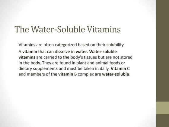 Water soluble vitamins | PPT | Nutrition | Healthy Living