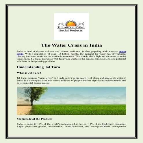 The Water Crisis in India | PDF