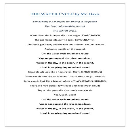Water cycle-song-lyrics | PDF