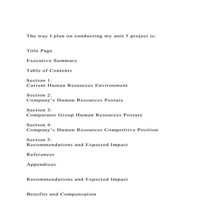 The way I plan on conducting my unit 5 project isTitle Pa | DOCX