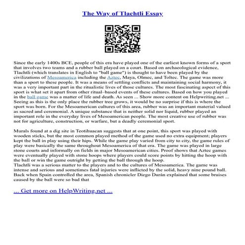 The Way Of Tlachtli Essay | PDF | North America Travel | Travel Locations
