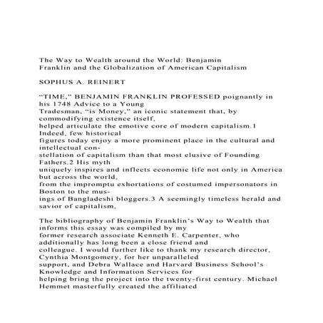 The Way to Wealth around the World BenjaminFranklin and the.docx