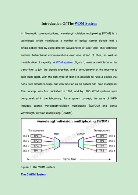 Wavelength division multiplexing | PPTX | Computer Networking | Computing