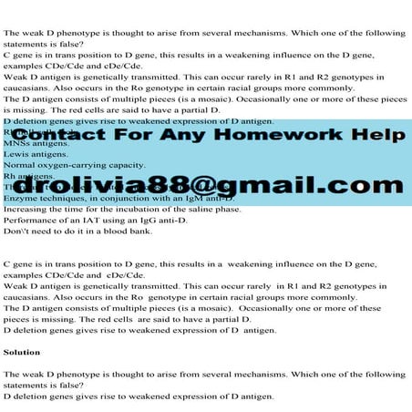 The weak D phenotype is thought to arise from several mechanisms. .pdf ...