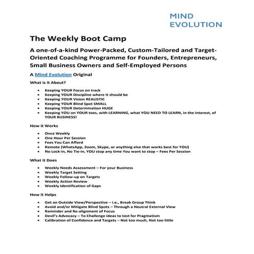 The Weekly Boot Camp | PDF