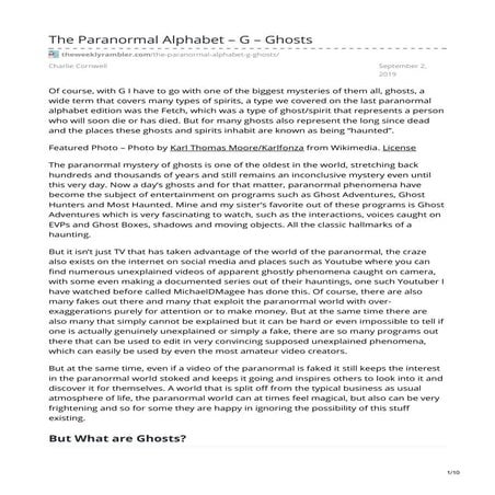 The Paranormal Alphabet G Ghosts | PDF