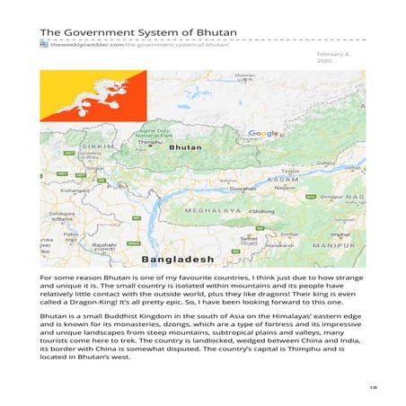 The Government System of Bhutan | PDF
