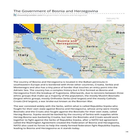 The Government System of Bosnia and Herzegovina | PDF