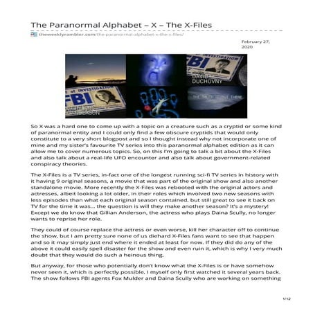 The Paranormal Alphabet X The X-Files | PDF