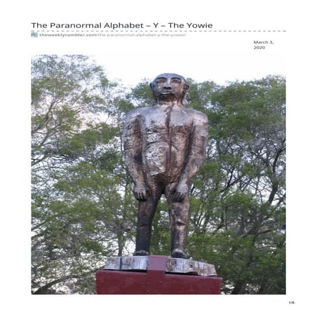 The Paranormal Alphabet Y The Yowie | PDF