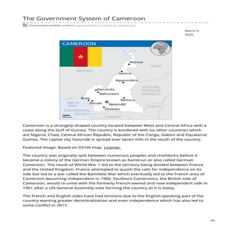 The Government System of Cameroon | PDF