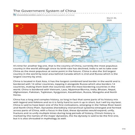 The Government System of China | PDF