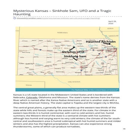 Mysterious Kansas, Sinkhole Sam, Ufo and a Tragic Haunting | PDF