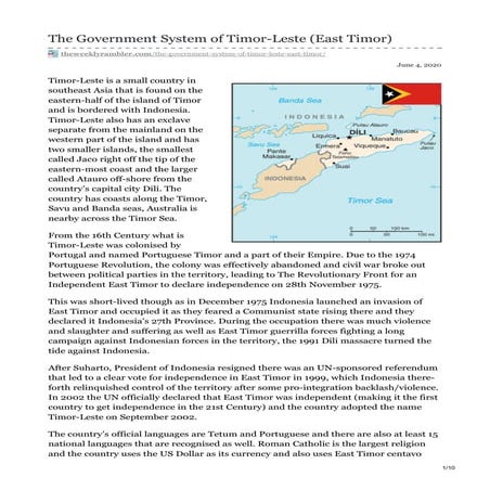 The Government System of Timor-Leste - East Timor | PDF