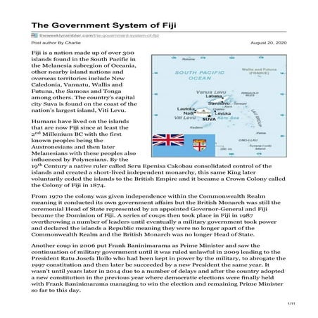 The Government System of Fiji | PDF