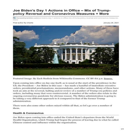 Joe Bidens Day 1 Actions in Office, Mix of Trump-policy Reversal ...