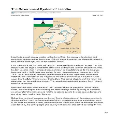 The Government system of Lesotho | PDF