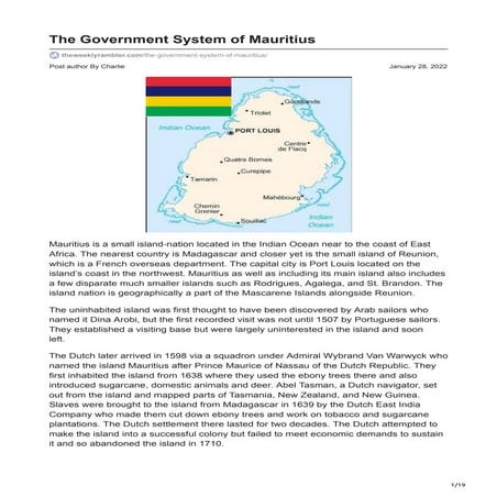 The Government System of Mauritius | PDF