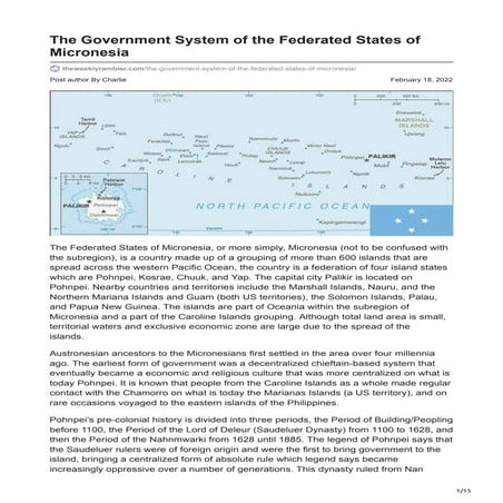 The Government System of the Federated States of Micronesia | PDF