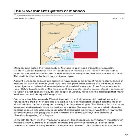 The Government System of Monaco | PDF
