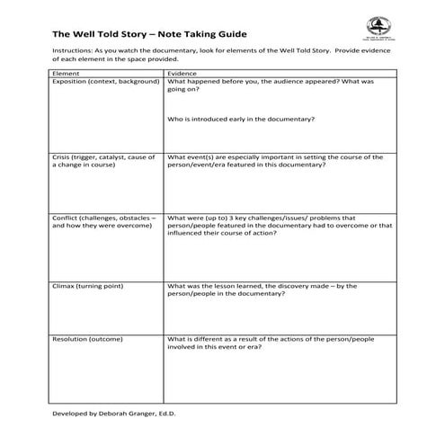The Well Told Story Notetaking Guide | PDF