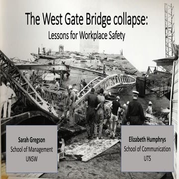 The west gate bridge collapse lessons for workplace safety sarah ...
