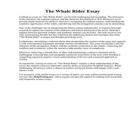 The Whale Rider Essay | PDF