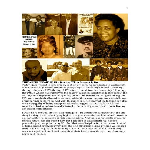 THE WHEEL SPEAKS 2013 – Respect When Respect Is Due | PDF