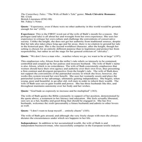 The wife of bath's tale | DOC