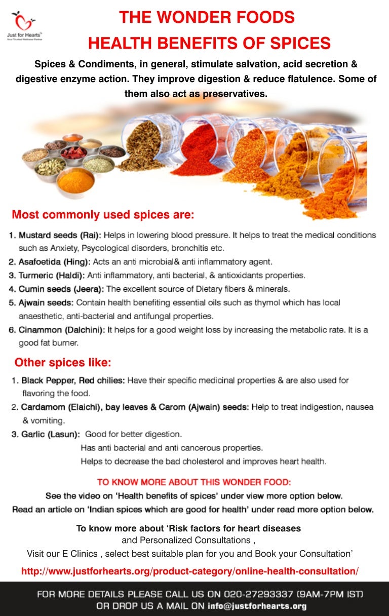 Health benefits of spices - Just for Hearts