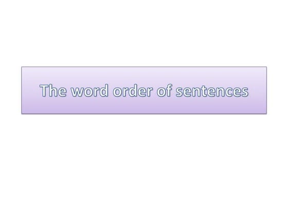 Sentence Word Order | PDF