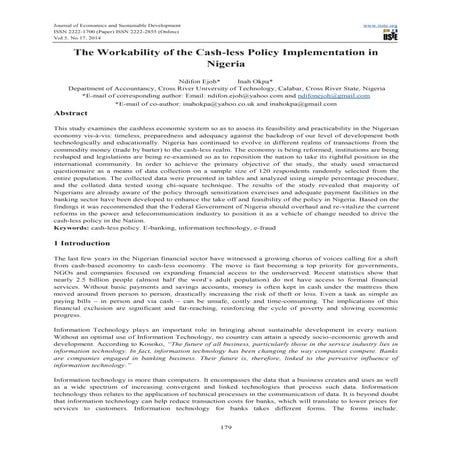 The workability of the cash less policy implementation in | PDF