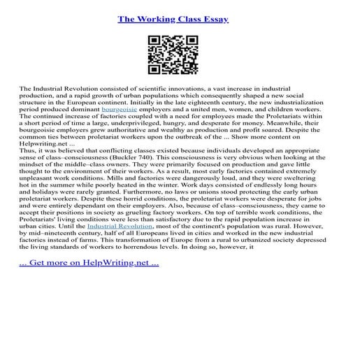 The Working Class Essay | PDF
