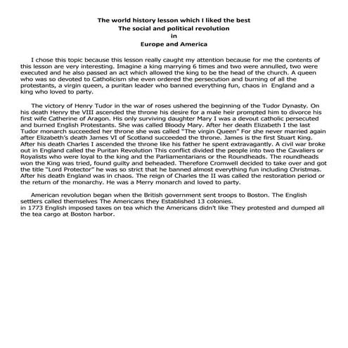 The world history lesson which i liked the best | DOCX