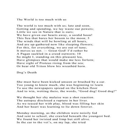 The World is too much with usThe world is too much with us; la.docx